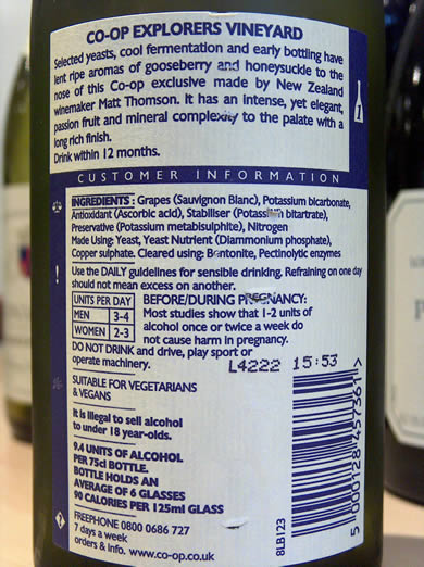 Wine Back Labels